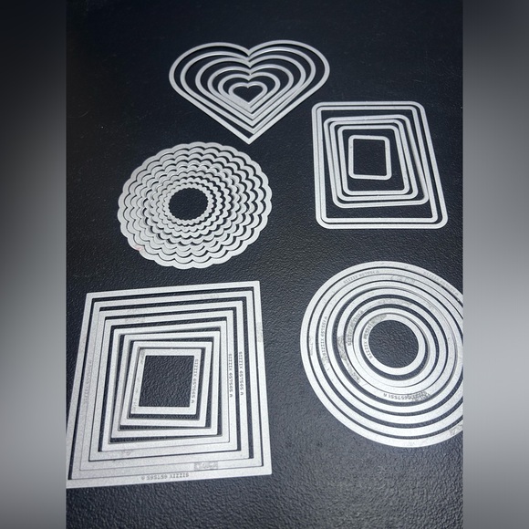 Sizzix | Other | Sizzix Framelits Nesting Frames Heart Scallop Circle Square Rectangle | Poshmark